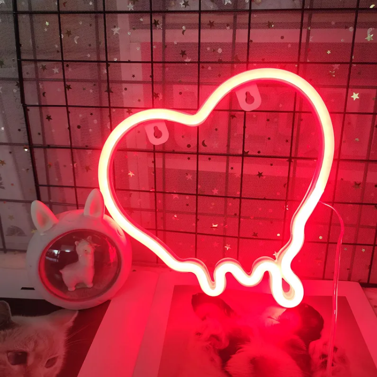 Red Neon LED Melted Heart Light Red Gothic Wall Decor Battery or USB P ...