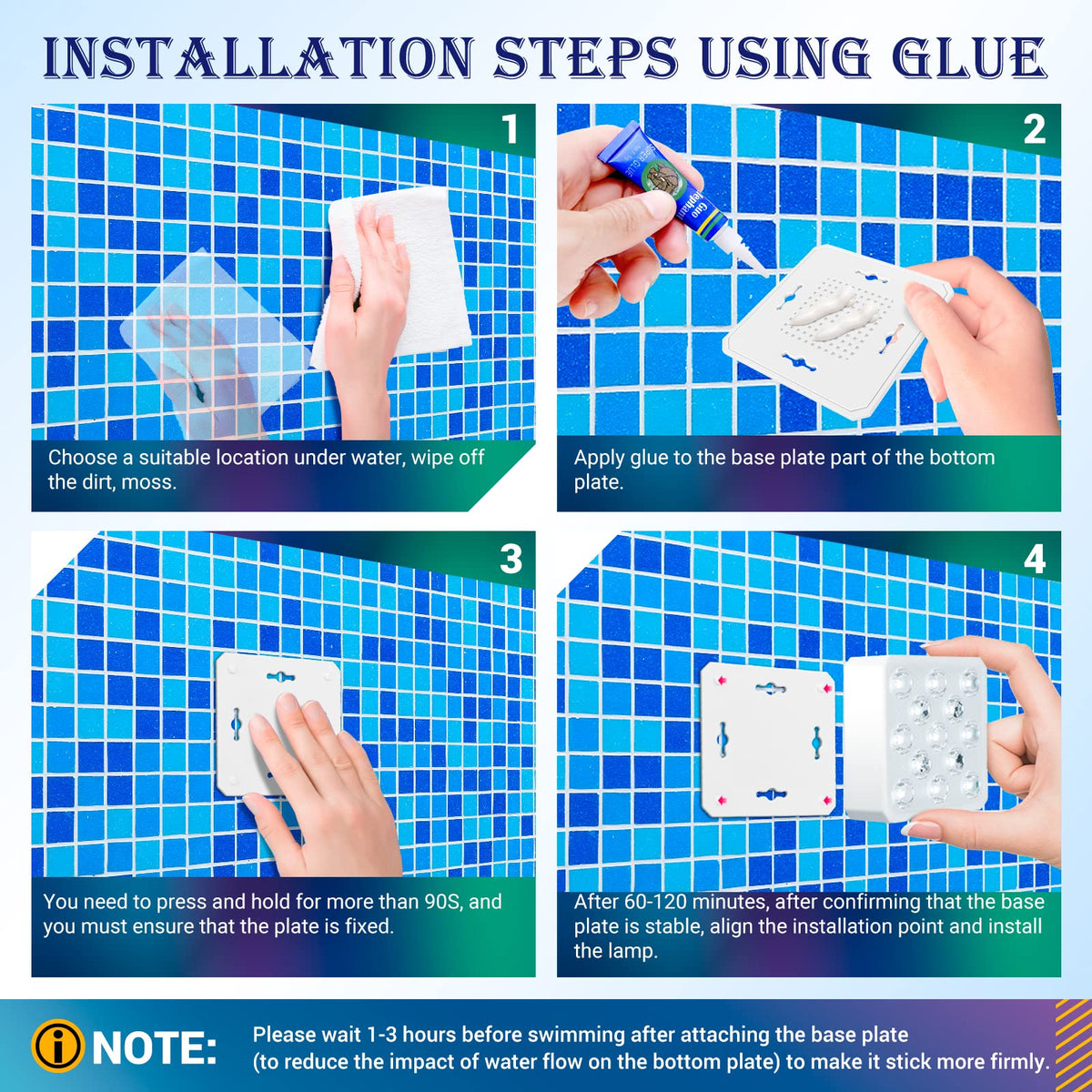 LOFTEK Rechargeable Submersible Pool Lights Glue 1 pcs