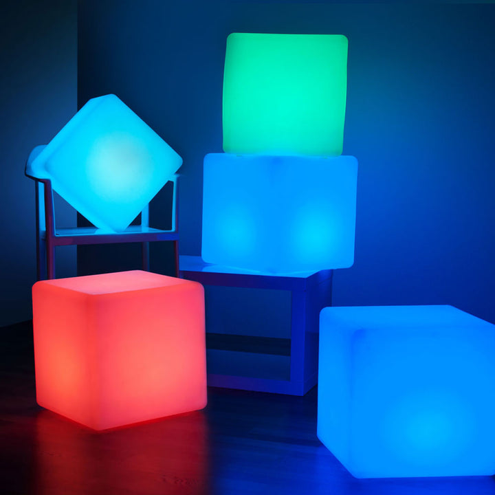 20'' Multi-Color LED Immersive Cube table Seat Stool for party event ...